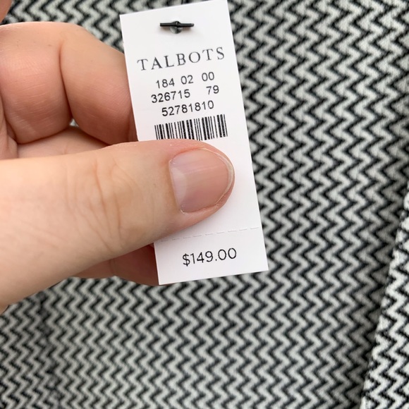 Talbots | Sweaters | Nwt Talbots Pretty Black Cream Rectangles Pattern ...